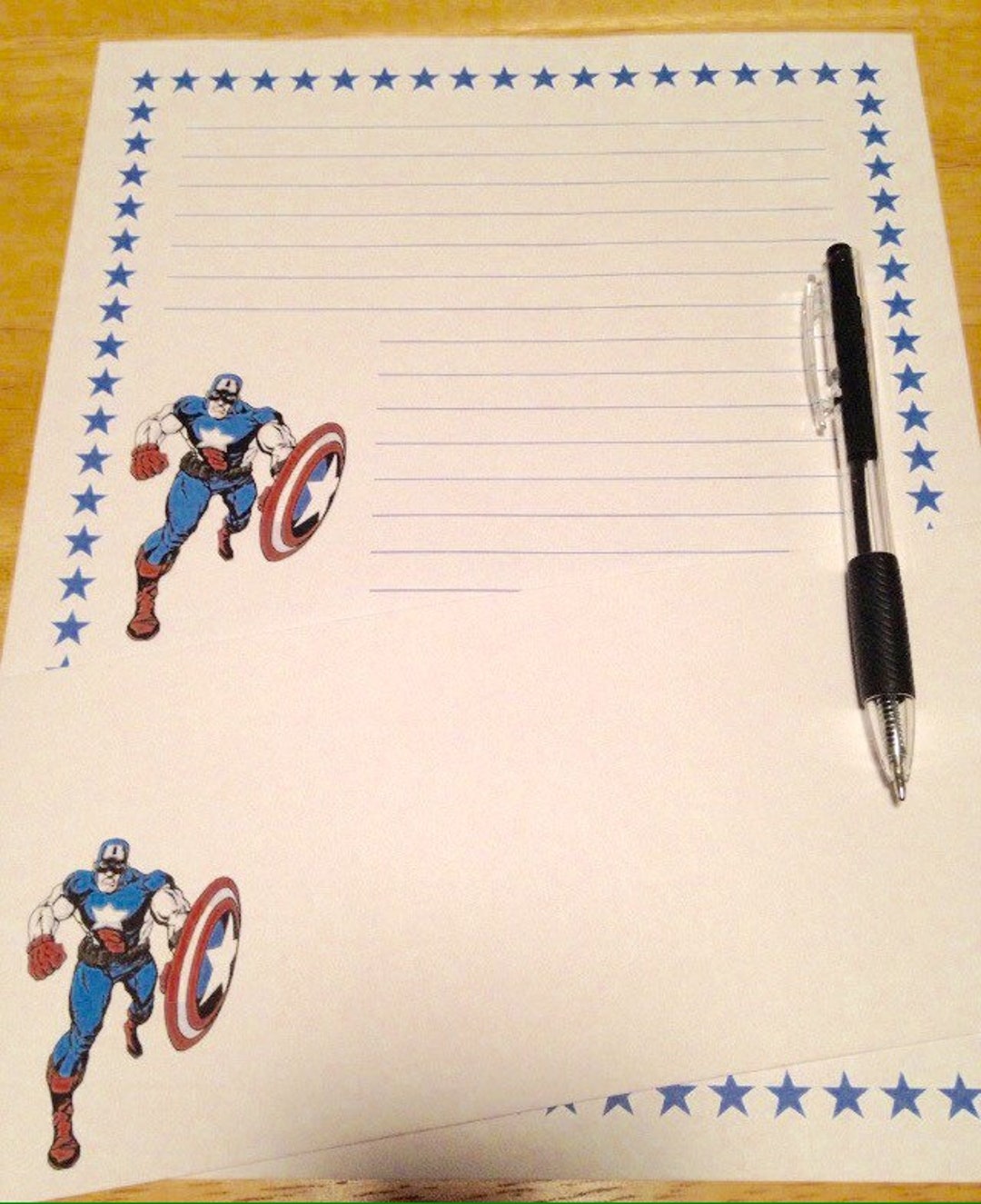Greeting Cards Captain America Lined Stationery - 12 Sheets 12 ...