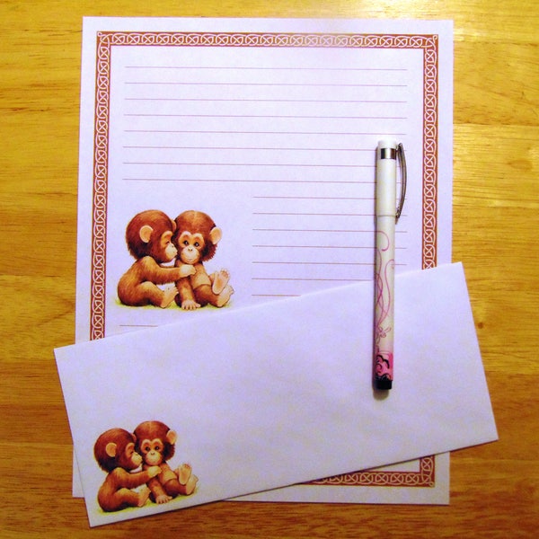 Monkey Writing Paper - Etsy