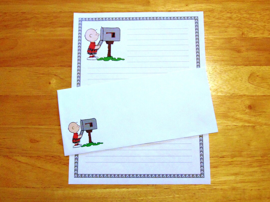 Stationery Set Lined Charlie Brown Mailbox - Stationary Writing Paper ...