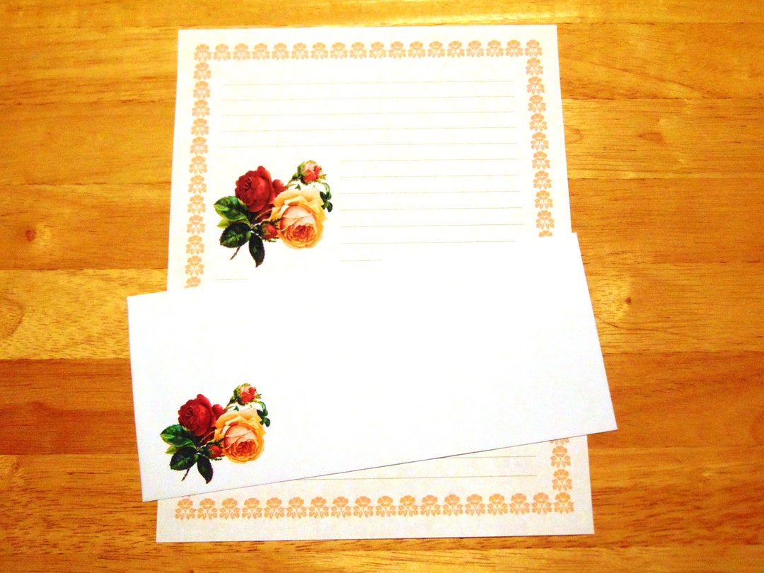 Gifts Stationery Set Lined Elegant Victorian Roses Stationary Writing ...