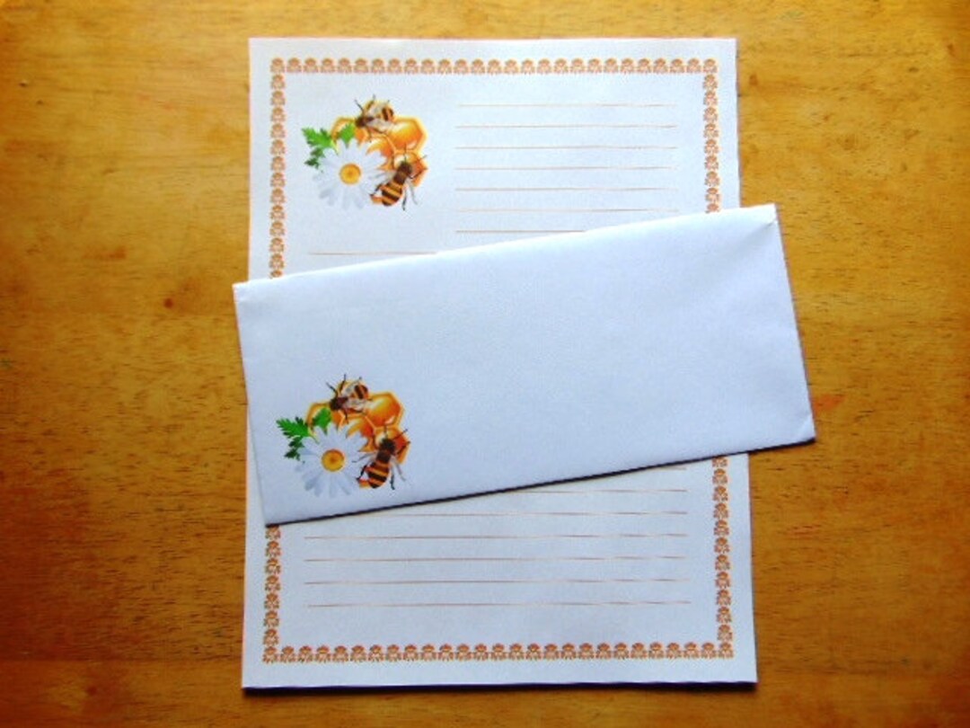 Gifts Honey Bee Love Lined Stationery Set With 12 Sheets 12 Envelopes ...