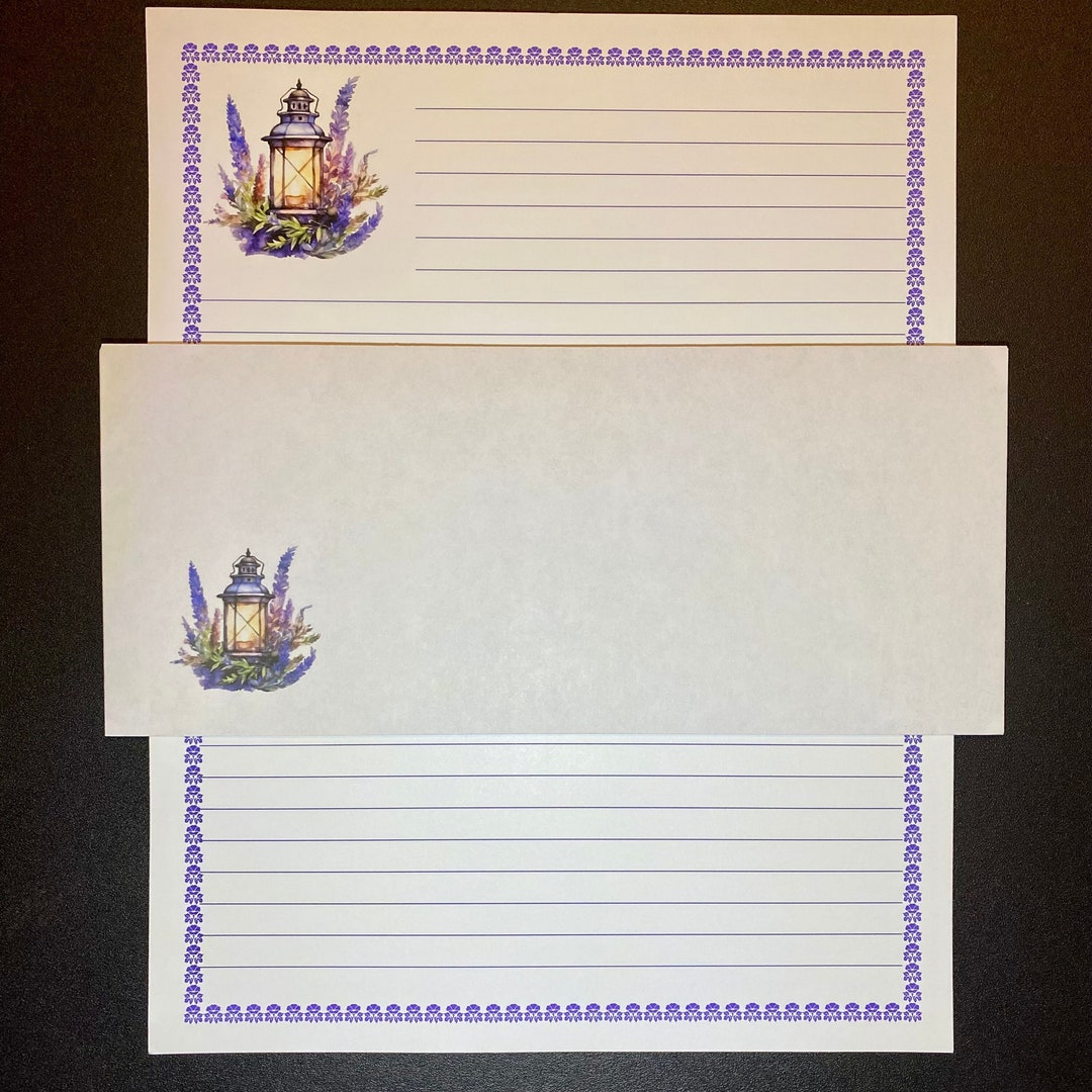 Lavender Lamp Stationery Set - Letter Writing Paper (12 Sheets 12 ...