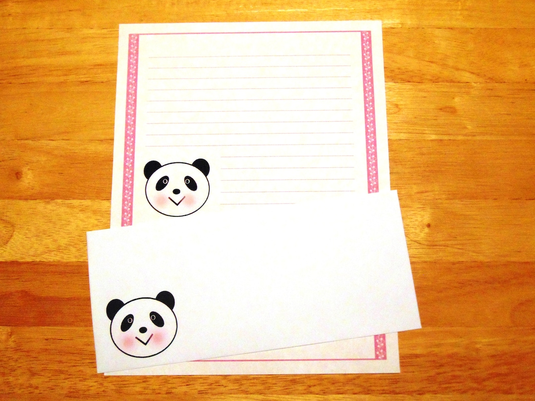 Gifts Lined Stationery Set Blushing Panda Stationary Writing Paper 12 ...