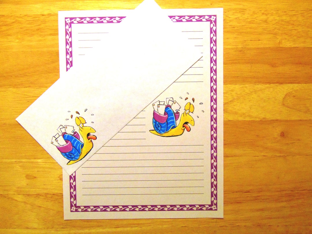 Stationary Mail Carrier Snail - Lined Stationery Set With 12 Sheets 12 ...