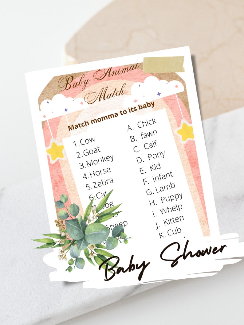 Baby Animal Match Baby Shower Game - Etsy