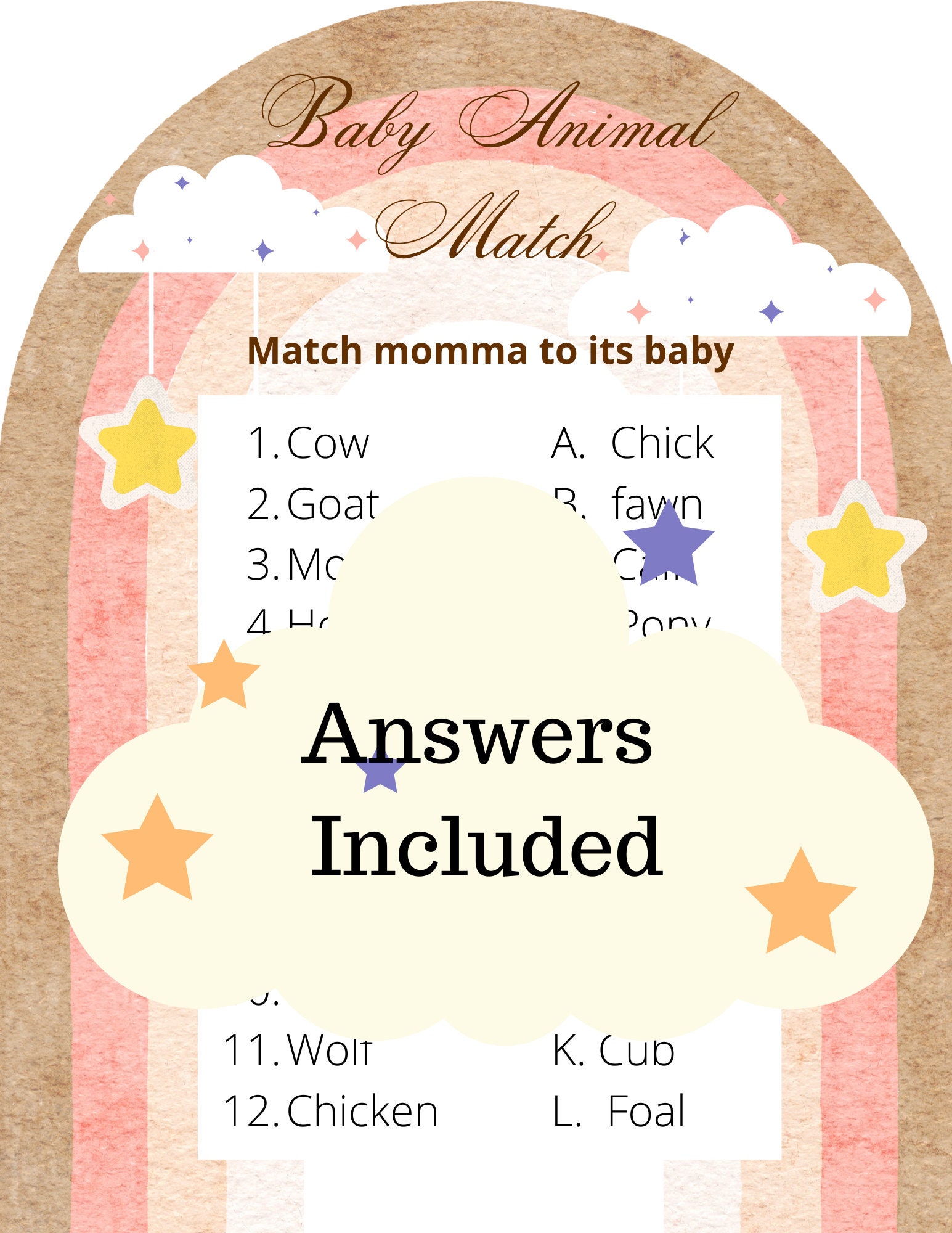 Baby Animal Match Baby Shower Game - Etsy