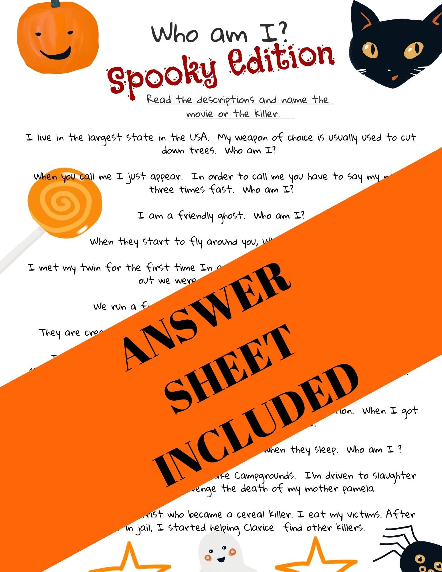 Dinner Party Games Who Am I Halloween Edition Engaging Guessing Game ...