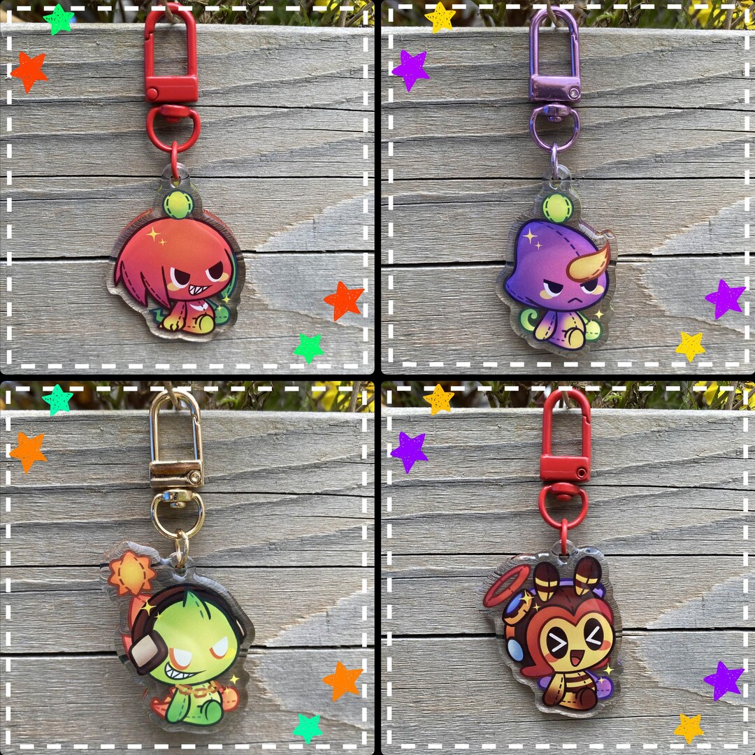Knuckles, Espio, Vector and Charmy Chao Plush Acrylic Charm / Keychain ...