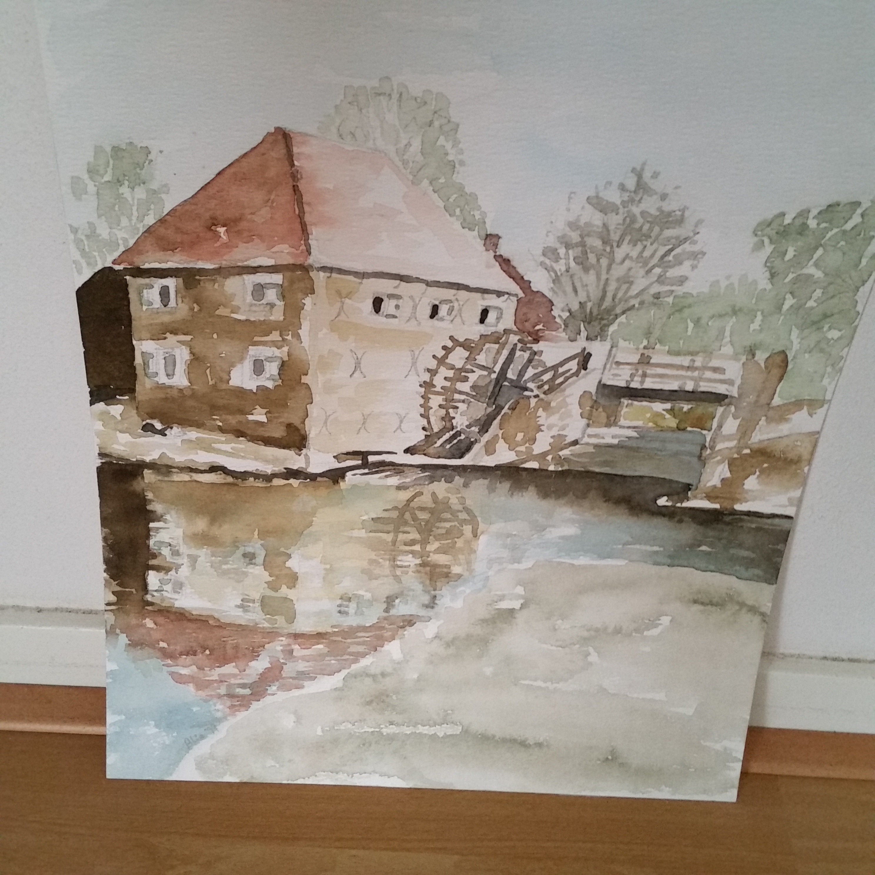Original Painting of a Watermill in Watercolor on 300 Grams - Etsy