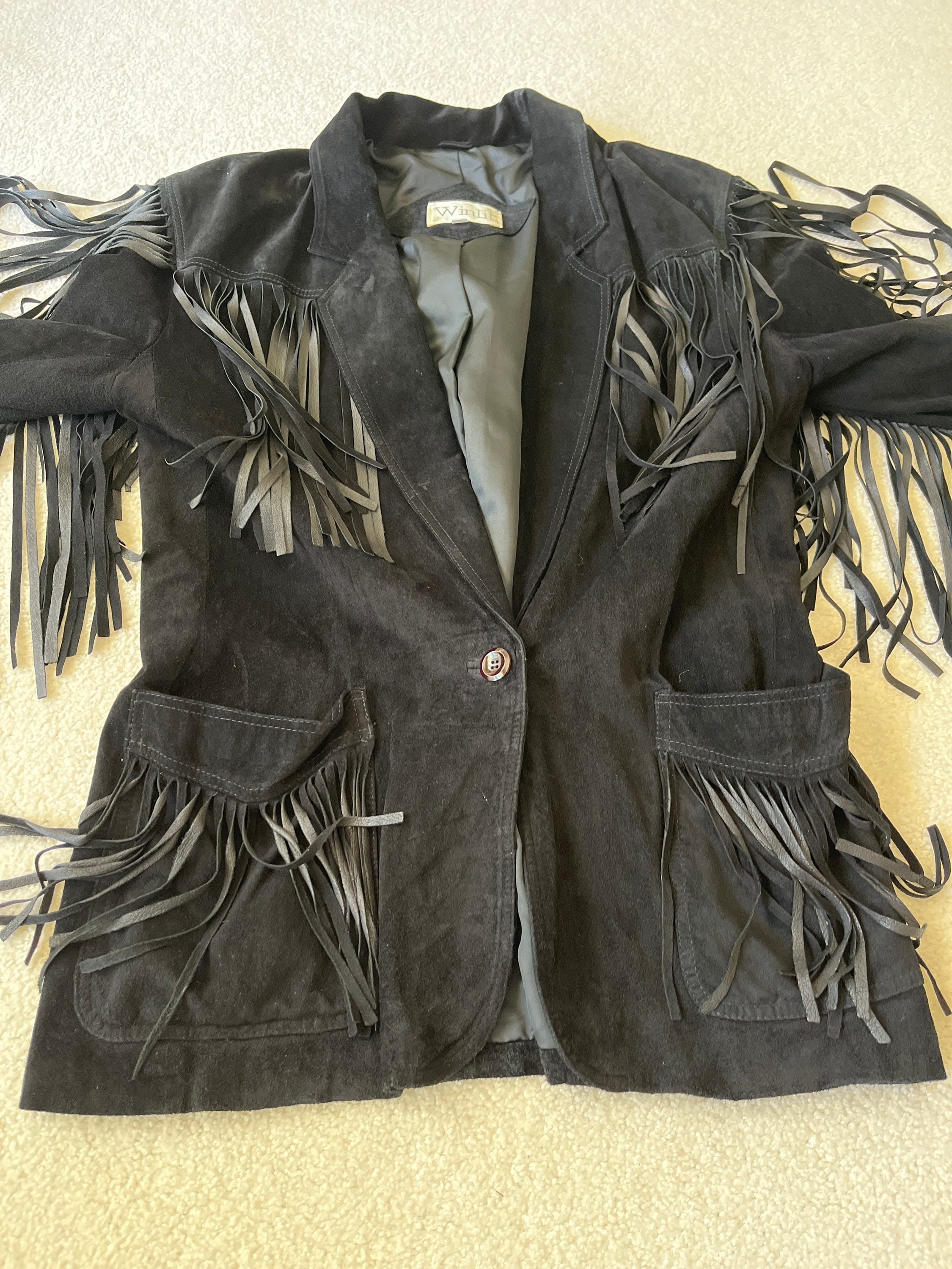Vintage 80’s Black Leather Fringe Jacket - Etsy