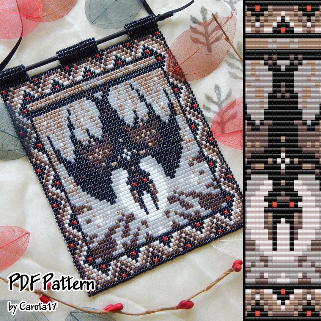 Bead Painting Bat Halloween Beaded Picture PDF Pattern Diagram - Etsy