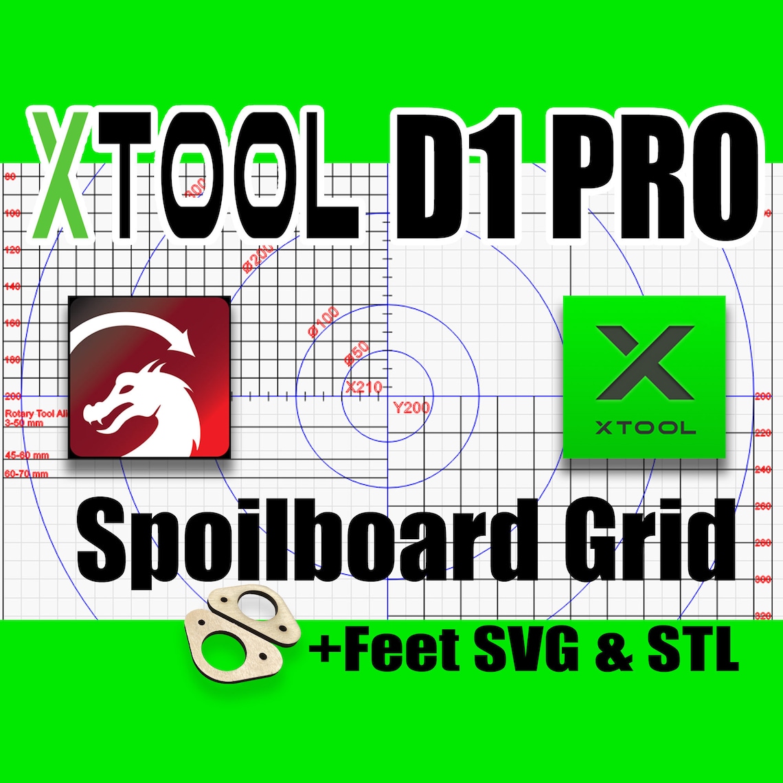 Xtool D1 Pro Grid/feet/lightburn/xtool Creative Space Files - Etsy
