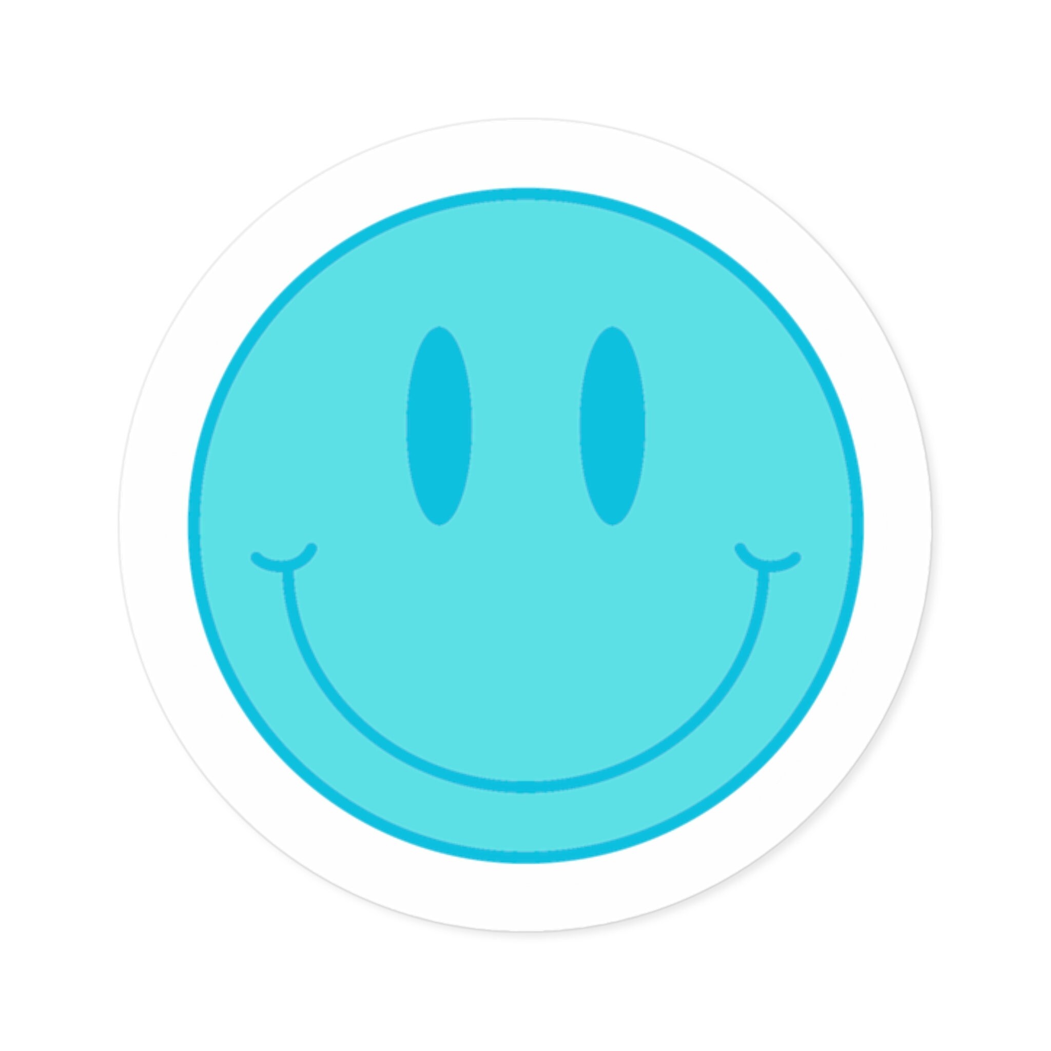 Round Blue Smiley Face Sticker, Indooroutdoor - Etsy