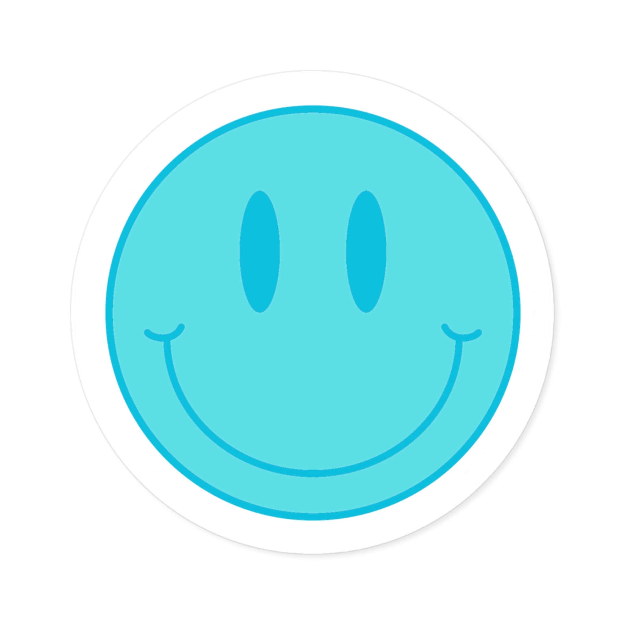 Round Blue Smiley Face Sticker, Indooroutdoor - Etsy