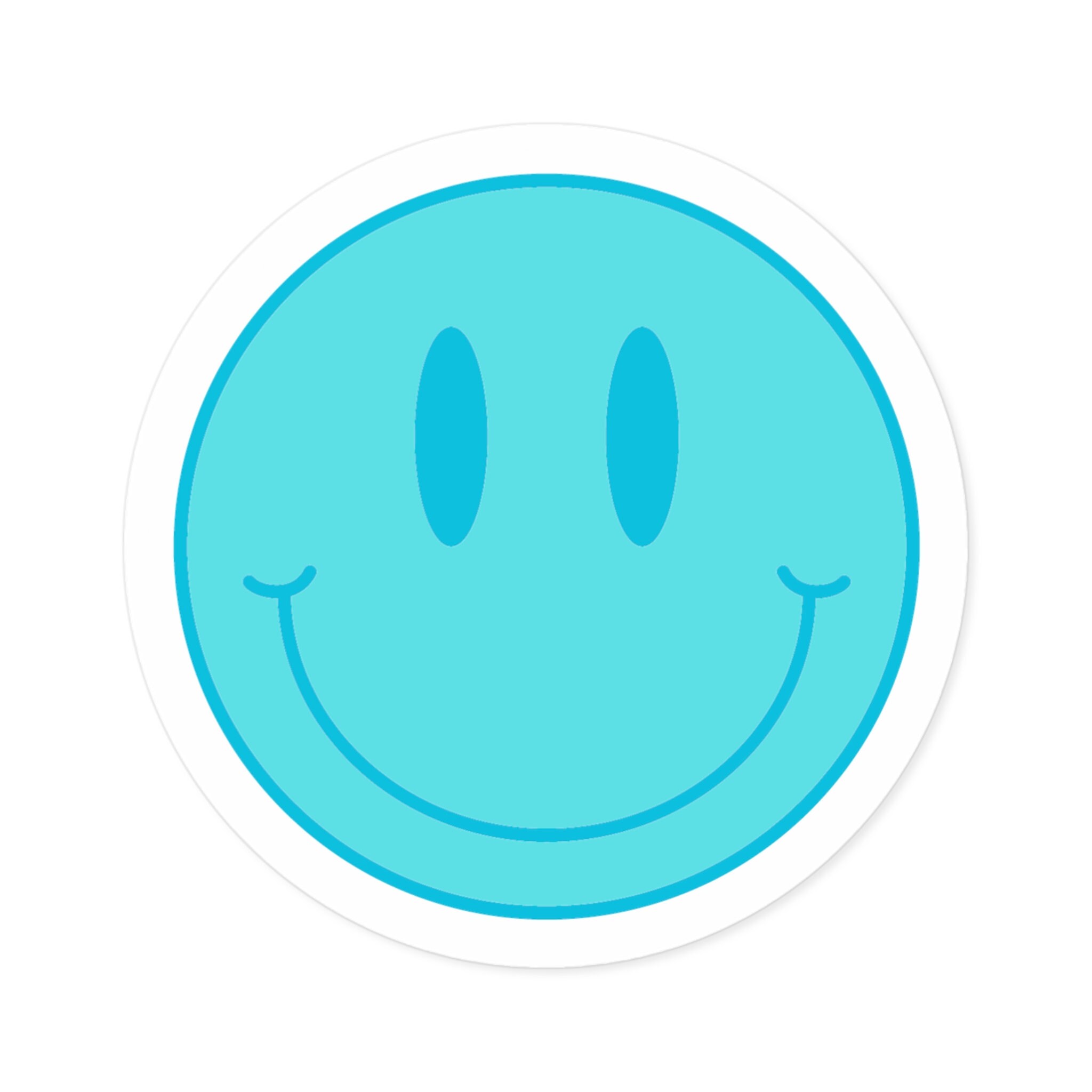Round Blue Smiley Face Sticker, Indoor\outdoor - Etsy