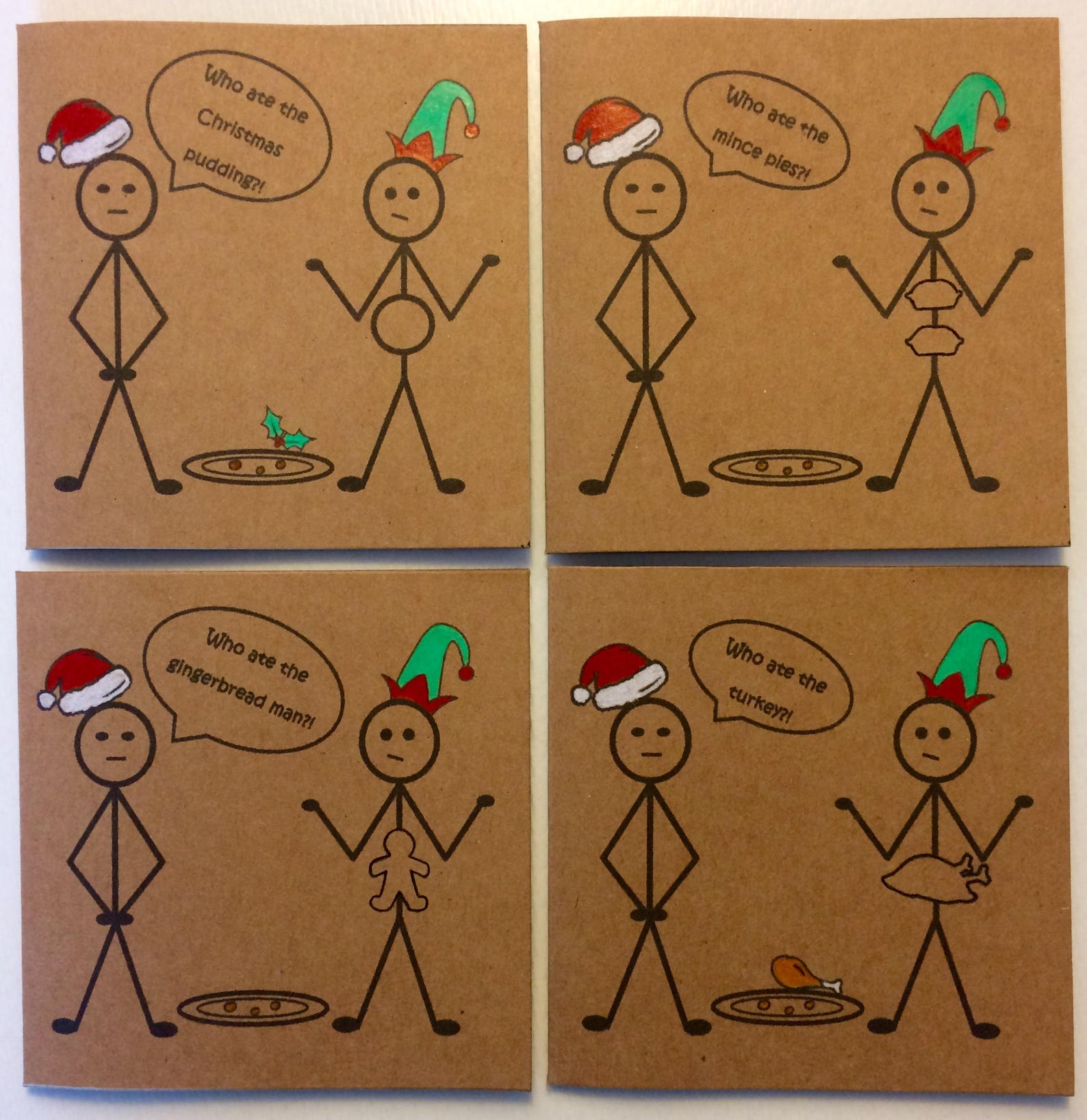 Set of 4 Unique Christmas Cards Funny Christmas Cards | Etsy