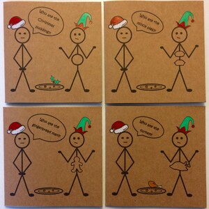 Set of 4 Unique Christmas Cards - Funny Christmas Cards - Handmade ...