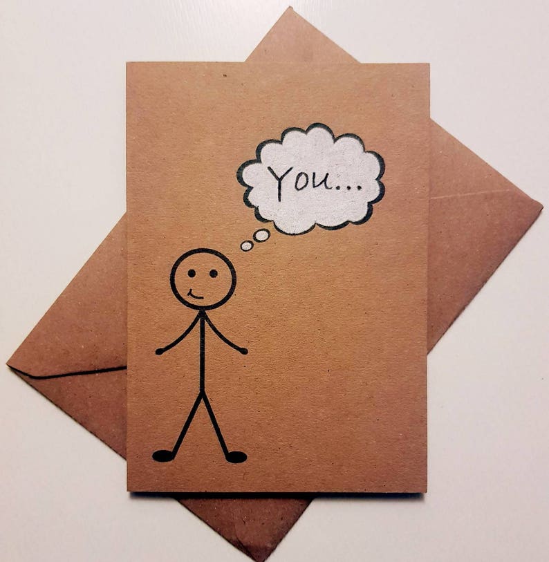 Handmade Thinking of You Card Unique Stickman Card Sweet & - Etsy
