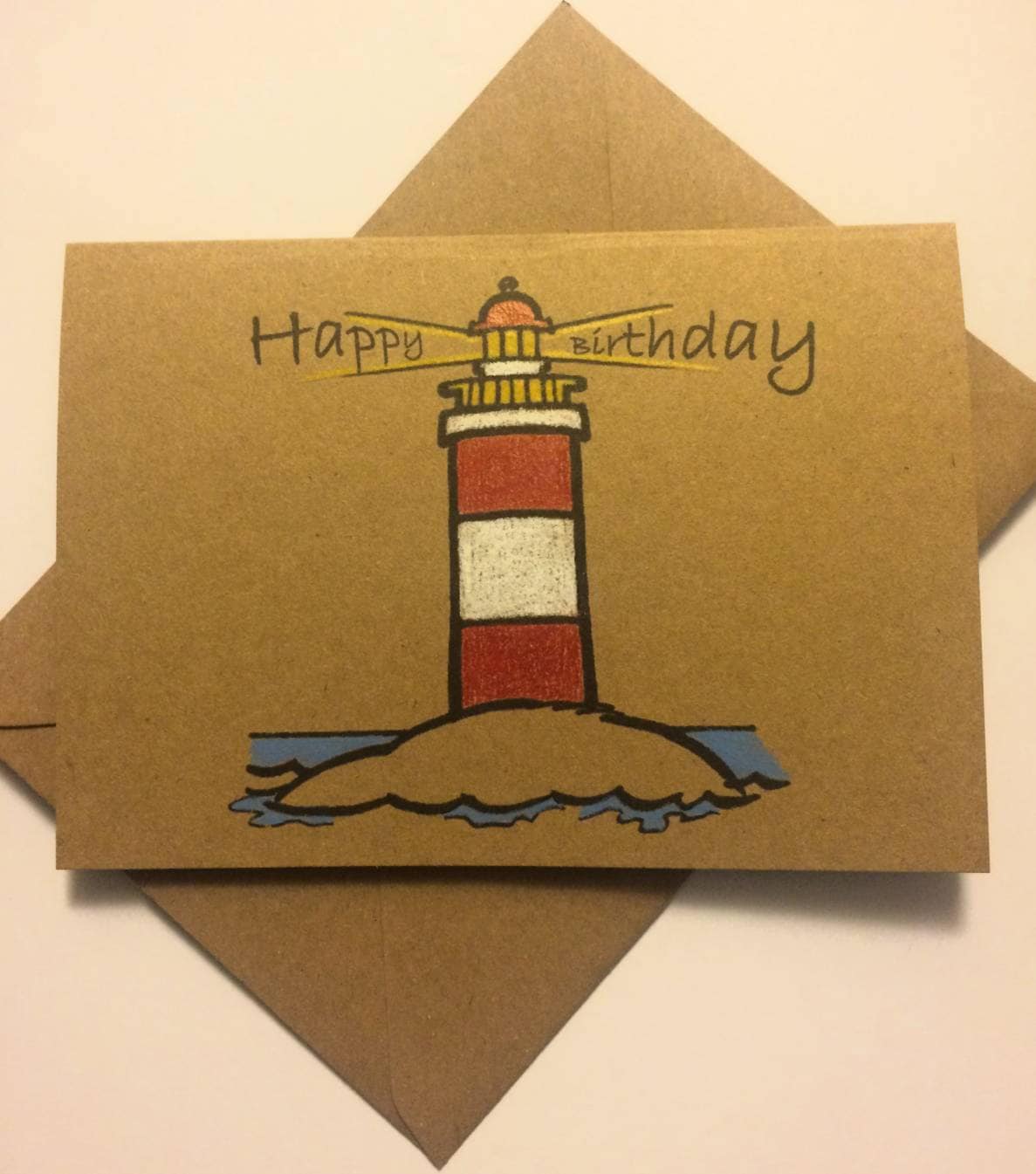Handmade Birthday Lighthouse Card Happy Birthday Colourful Lighthouse ...