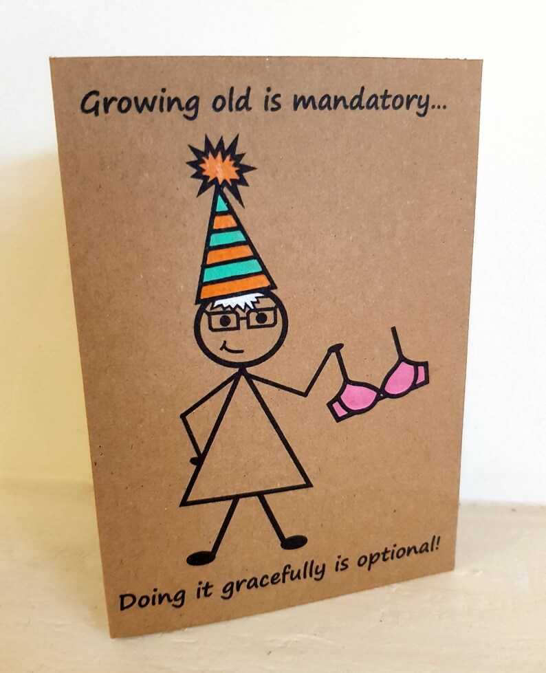 Handmade Sticklady Birthday Card Unique Old Lady Card - Etsy