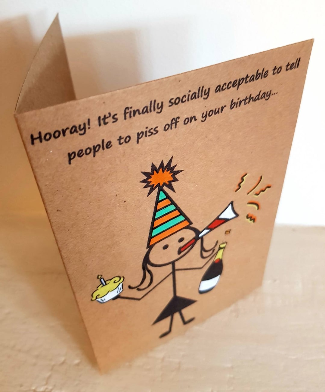 Handmade Funny Isolation Birthday Card – Stick Figure Party - Etsy