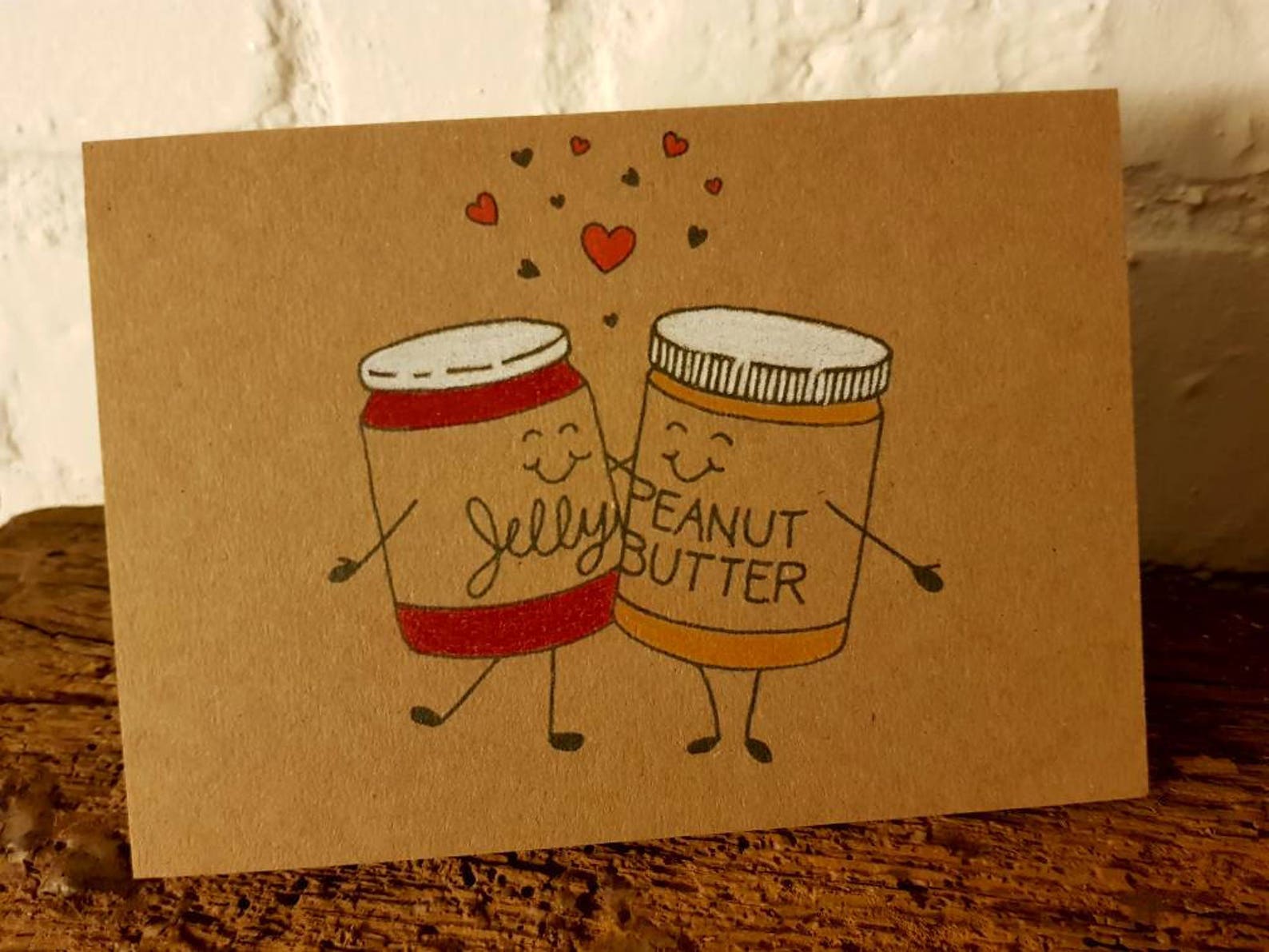 Handmade Peanut Butter and Jelly Card Cute PB and J Card | Etsy