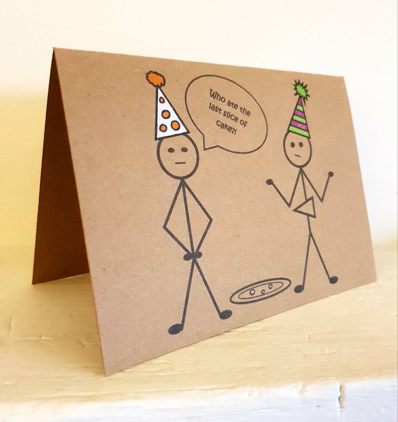 Funny Stickman Birthday Card – Handmade Kraft Card - Etsy