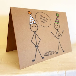 Funny Stickman Birthday Card – Handmade Kraft Card - Etsy