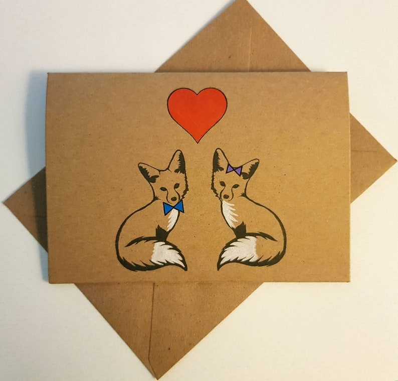 Handmade Foxes Love Card Cute Fox Card Anniversary | Etsy