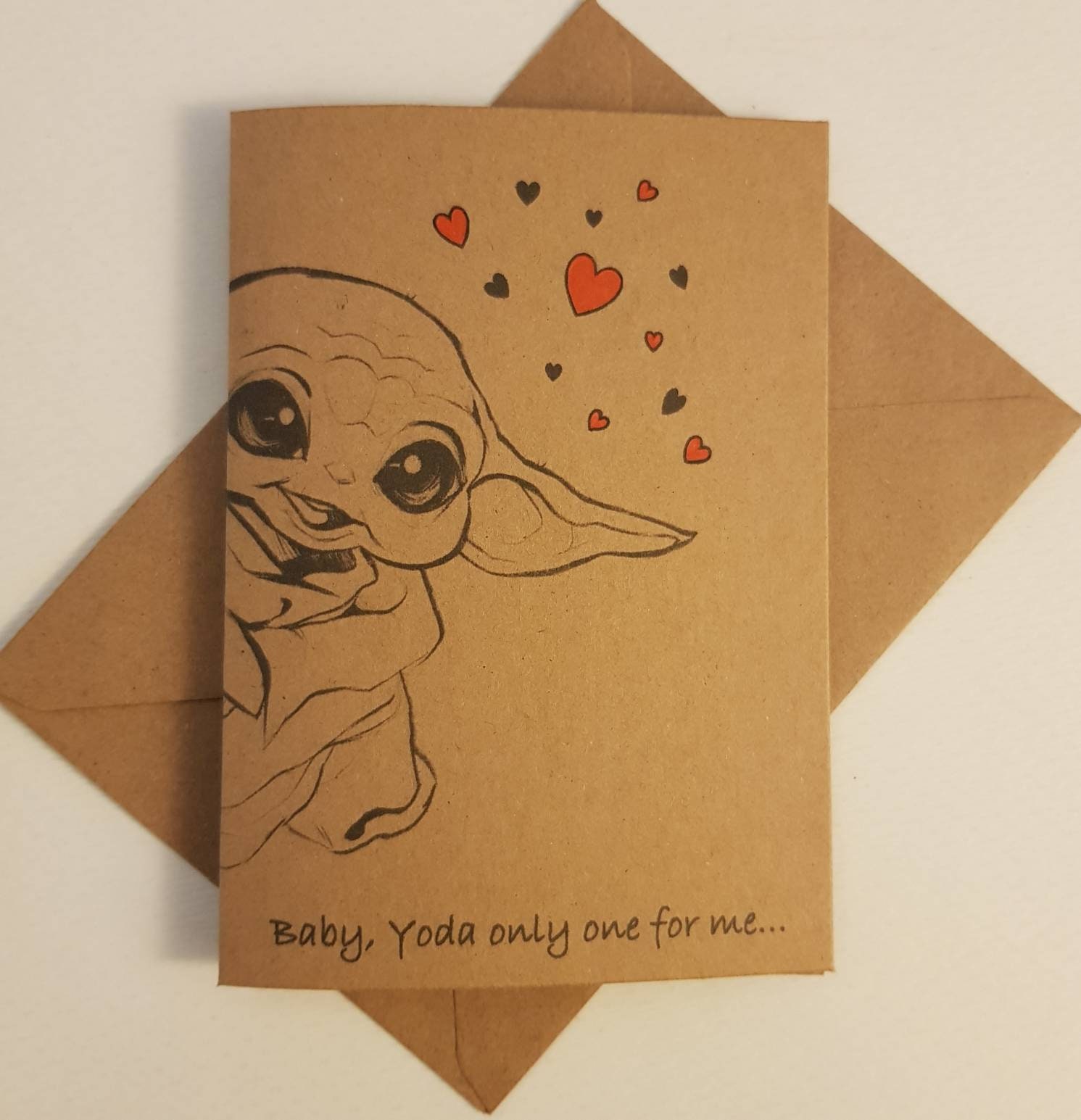 Handmade Baby Yoda Love Card Baby Yoda Only One For Me | Etsy