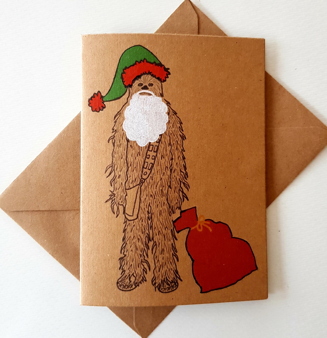 Handmade Chewbacca Christmas Card Unique Star Wars Card | Etsy