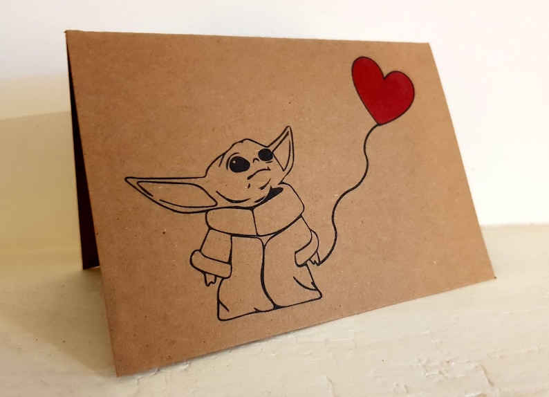 Handmade Baby Yoda Love Card Yoda Only One for Me Cute | Etsy