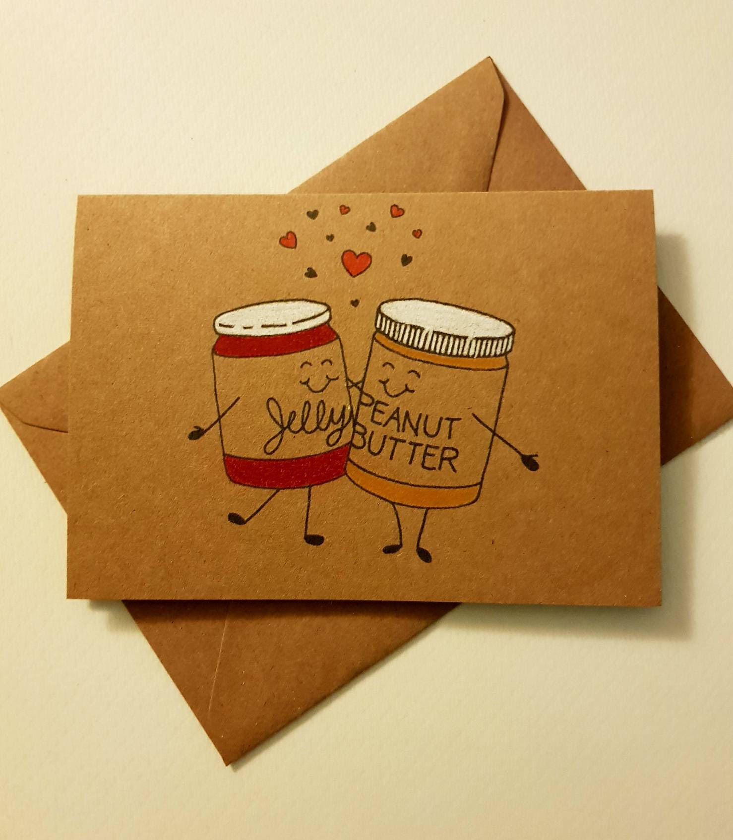 Handmade Peanut Butter and Jelly Card Cute PB and J Card | Etsy