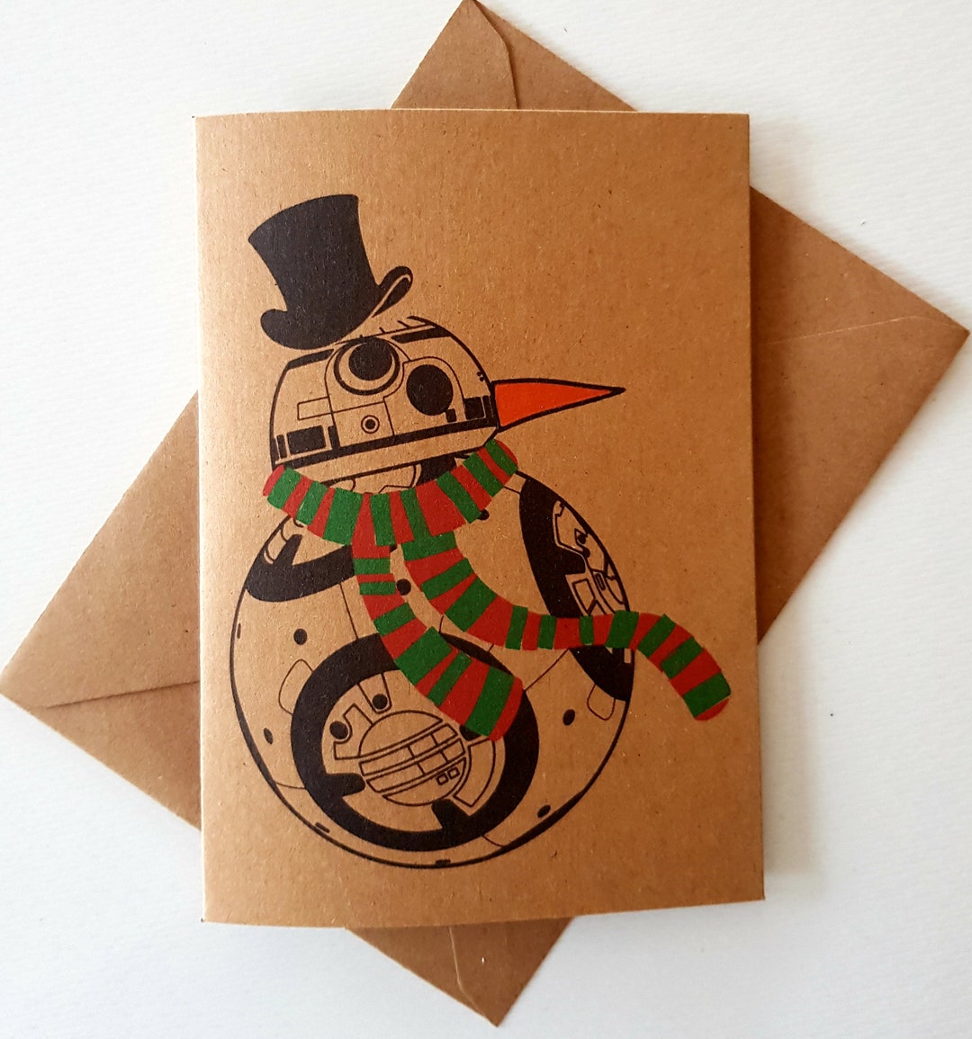 Handmade BB8 Christmas Card Unique Star Wars Card Cute BB8 Snowman ...