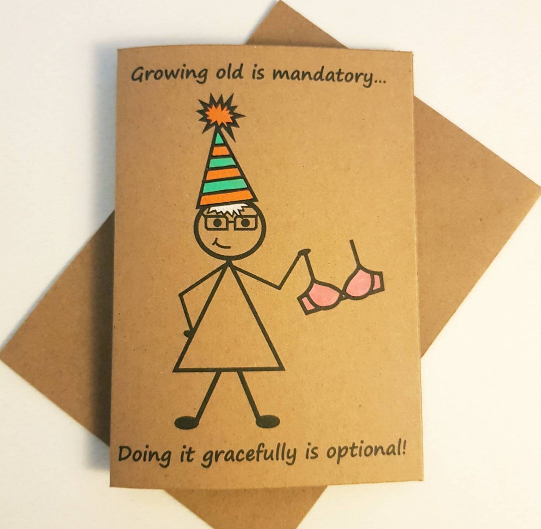 Handmade Sticklady Birthday Card - Unique Old Lady Card - Funny ...