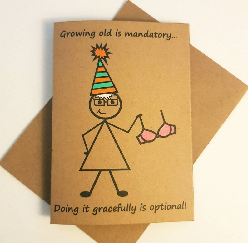 Handmade Sticklady Birthday Card Unique Old Lady Card - Etsy