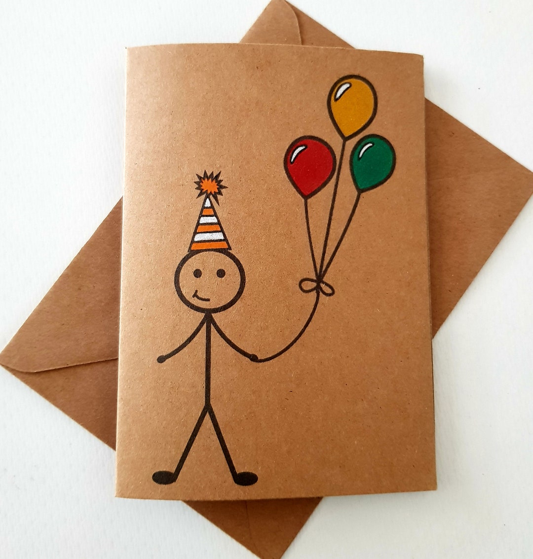 Handmade Stickman Birthday Card - Unique Stickman Card - Birthday ...