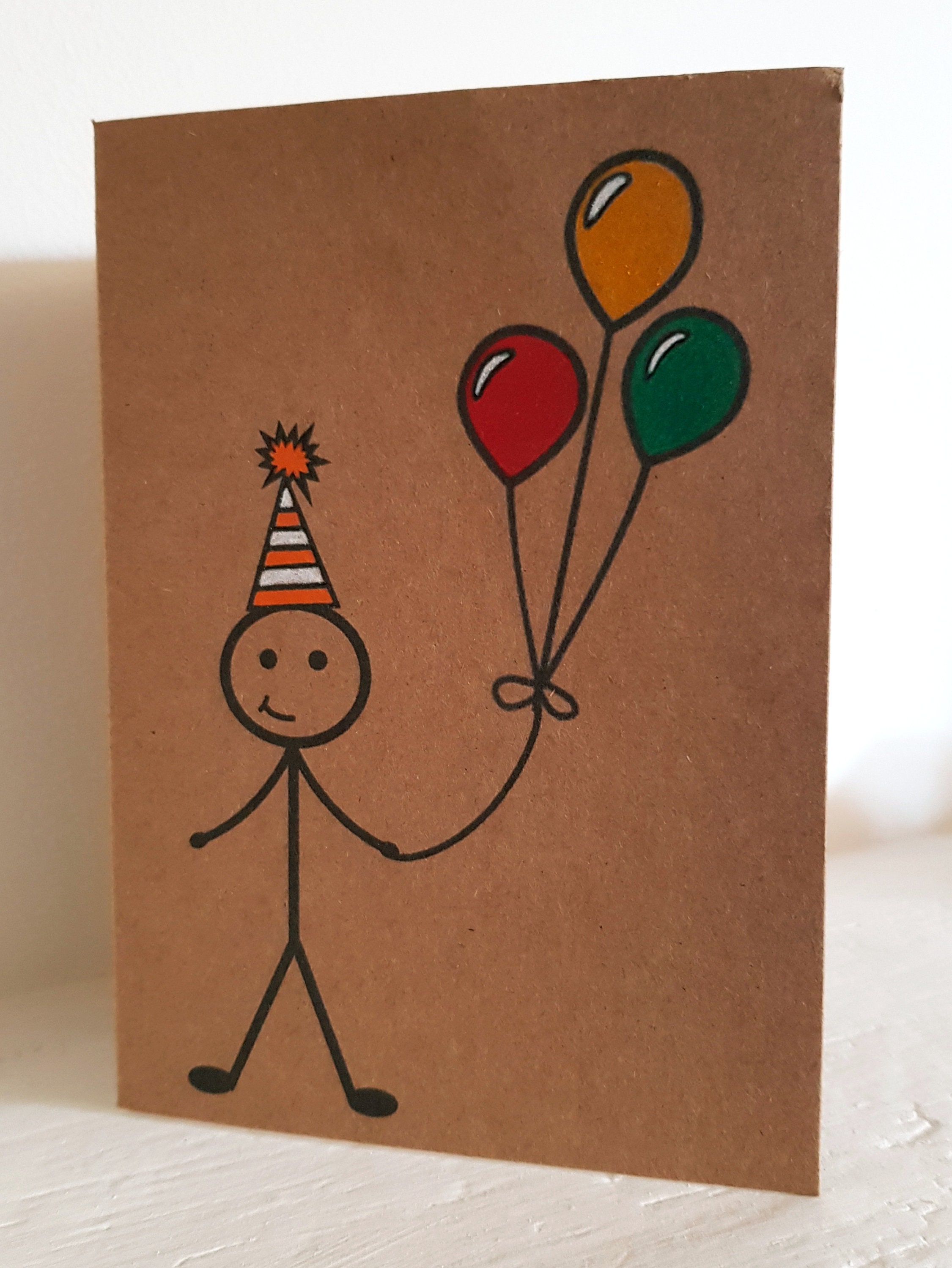 Handmade Stickman Birthday Card Unique Stickman Card - Etsy