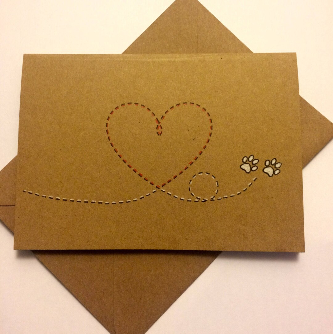 Handmade Paw Print Heart Card - Etsy