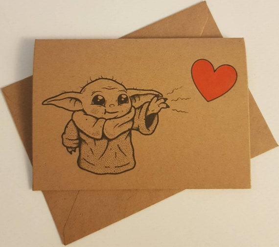 Handmade Baby Yoda Love Card Cute Baby Yoda Card | Etsy