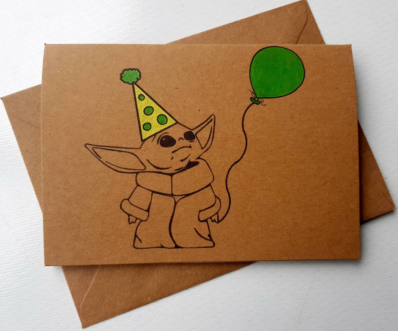 Handmade Baby Yoda Birthday Card Unique Star Wars Card - Etsy