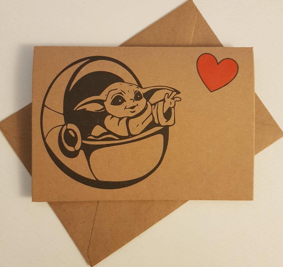Handmade Baby Yoda Love Card Cute Baby Yoda Card | Etsy