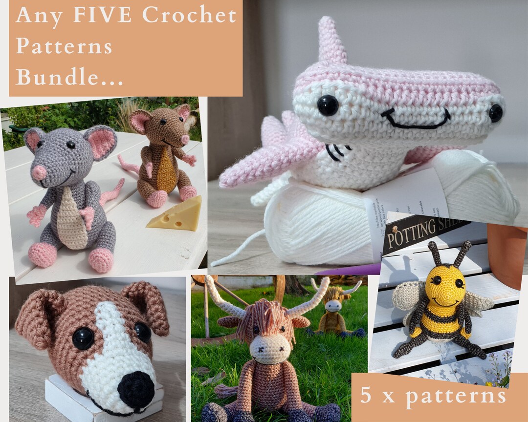 Crochet Pattern Bundle, Any 5 X Patterns, Amigurumi Pattern Bundle, PDF ...