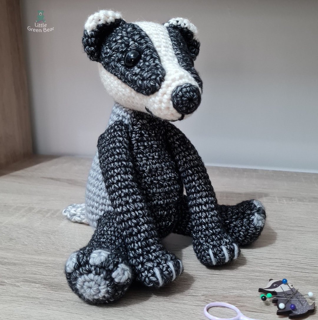 Badger Crochet Pattern - Barrold the Badger Pattern - PDF in US and UK ...