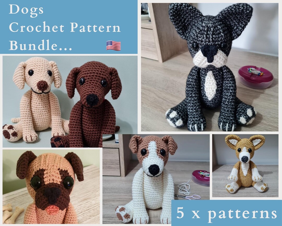 Dog Crochet Pattern Bundle - 5 Patterns - US TERMINOLOGY - PDF Dog ...