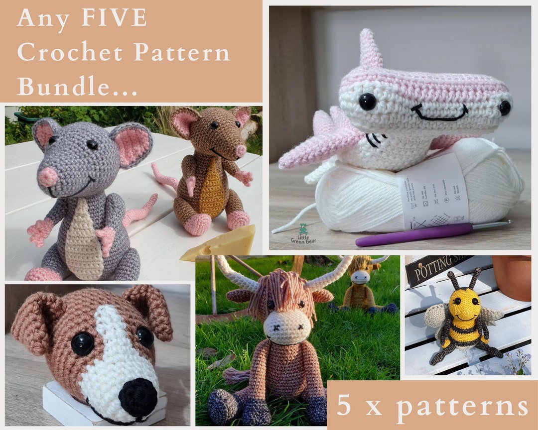 Crochet Pattern Bundle - Any 5 Patterns - Amigurumi Pattern Bundle ...