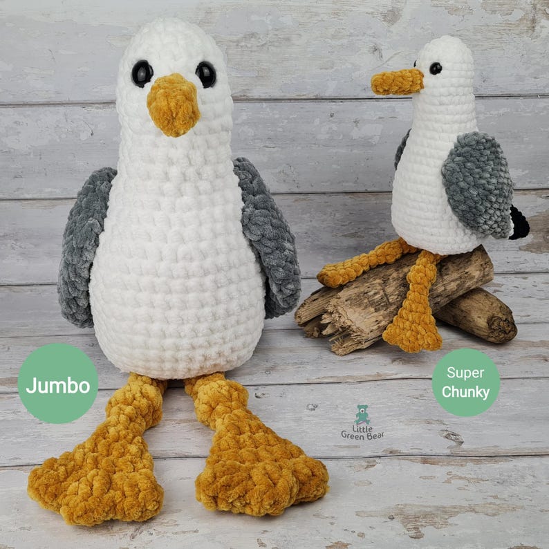 Sidney the Seagull Crochet Pattern, Chunky/jumbo Plush Bird Amigurumi ...