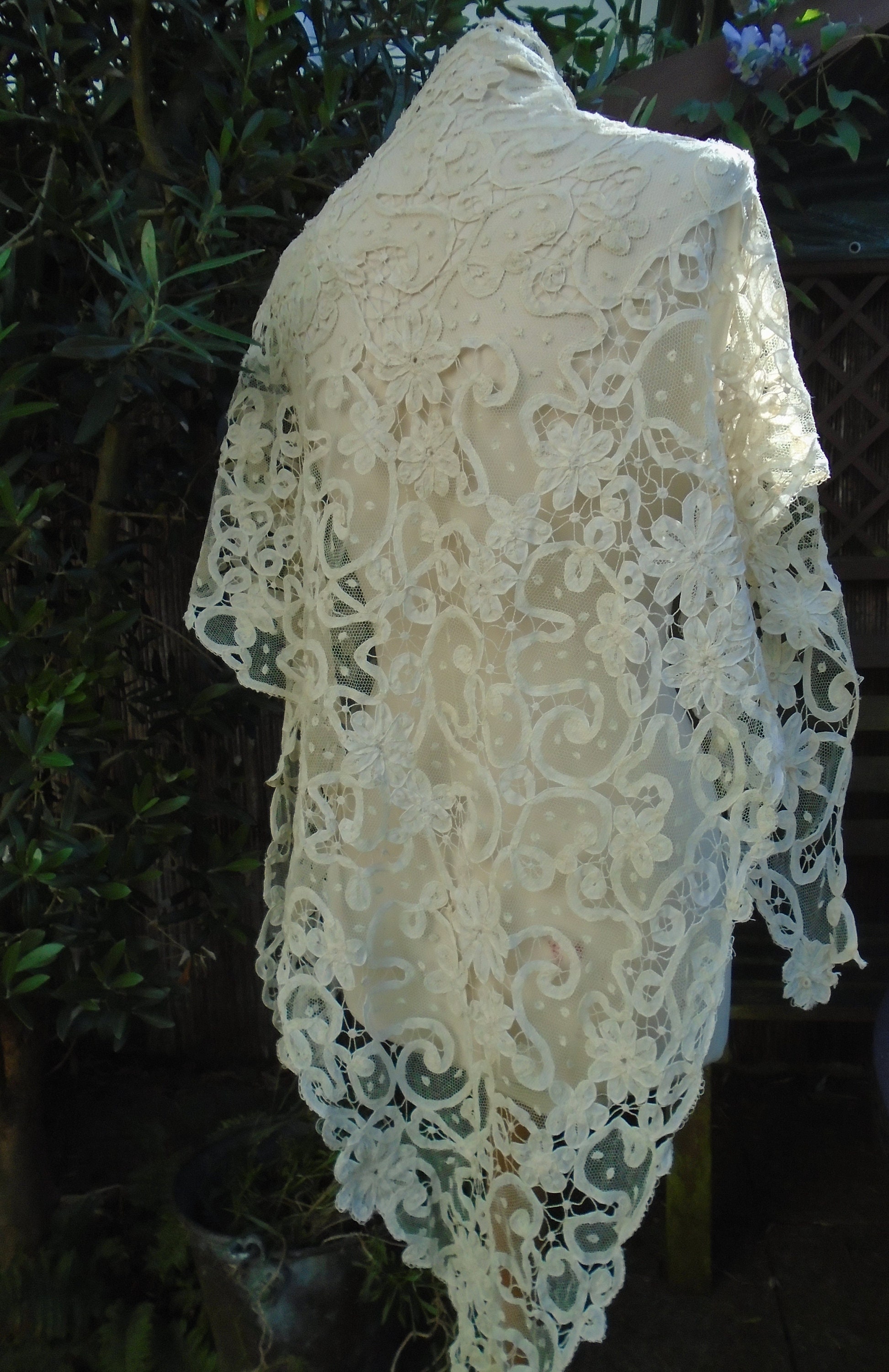 Antique Vintage Bobbin Tape Lace Shawl. Handmade Lace - Etsy