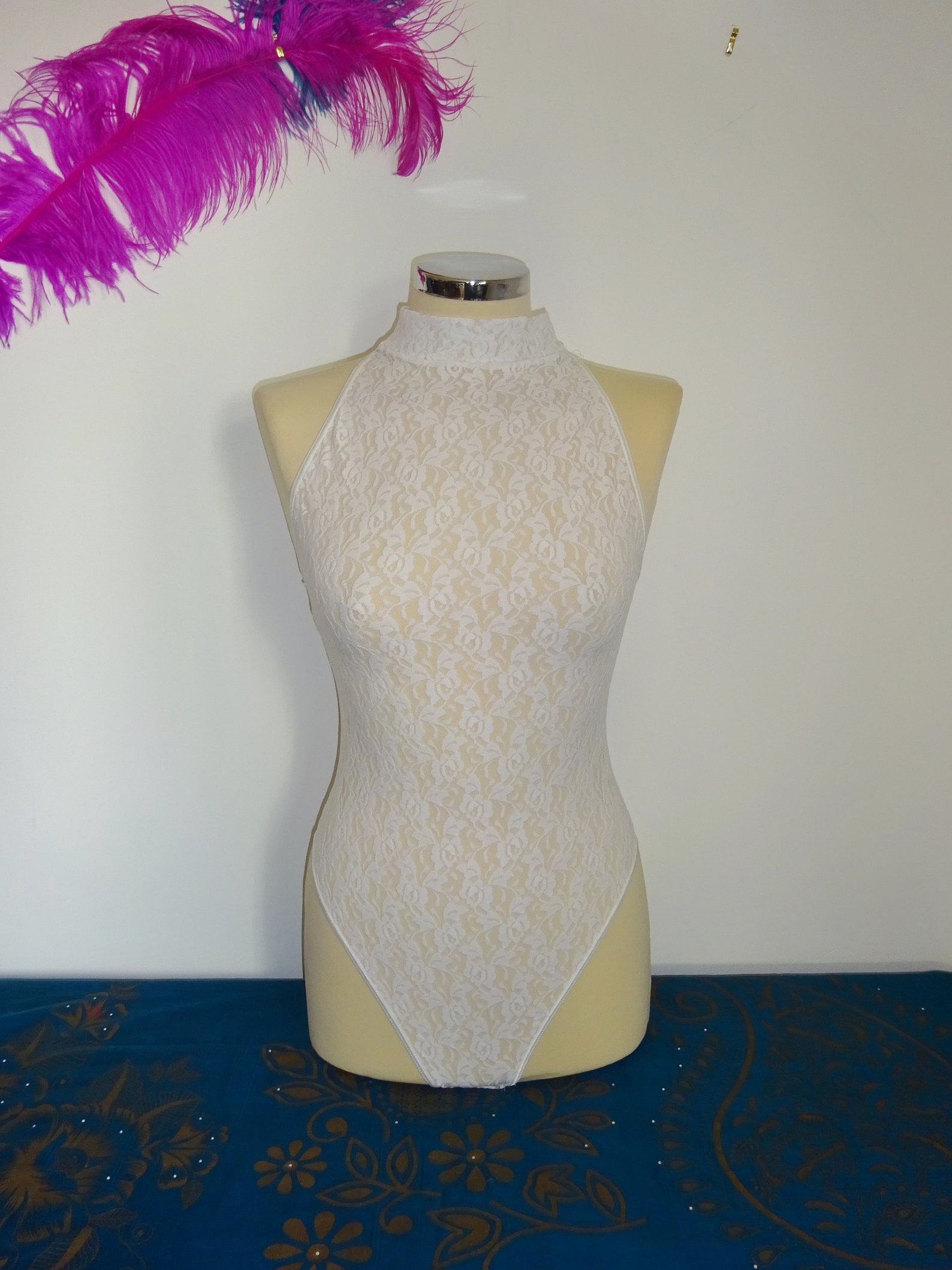 Vintage White Lace Halter Neck All-in-one Body Suit UK Size | Etsy