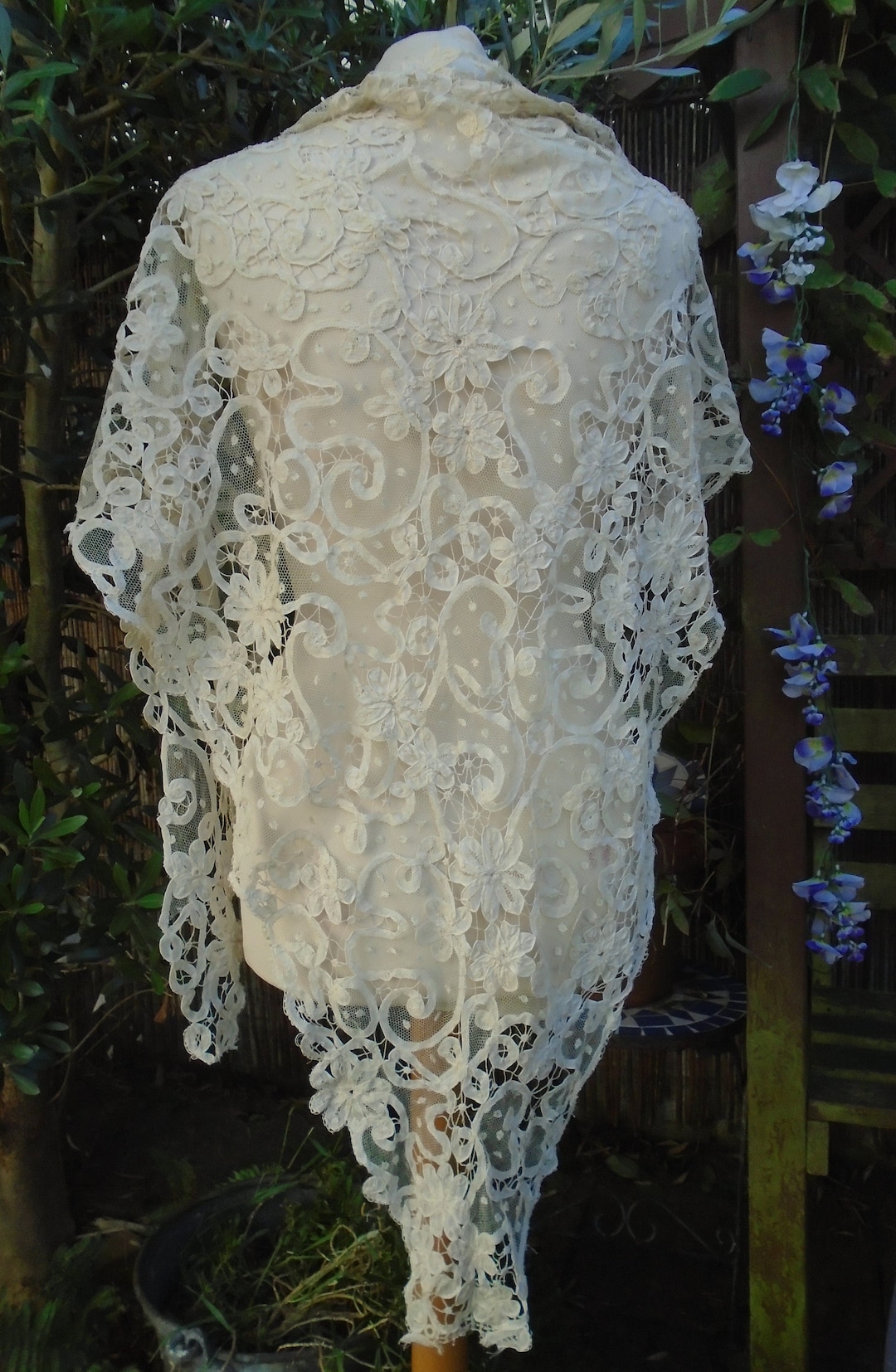 Antique Vintage Bobbin Tape Lace Shawl. Handmade Lace - Etsy